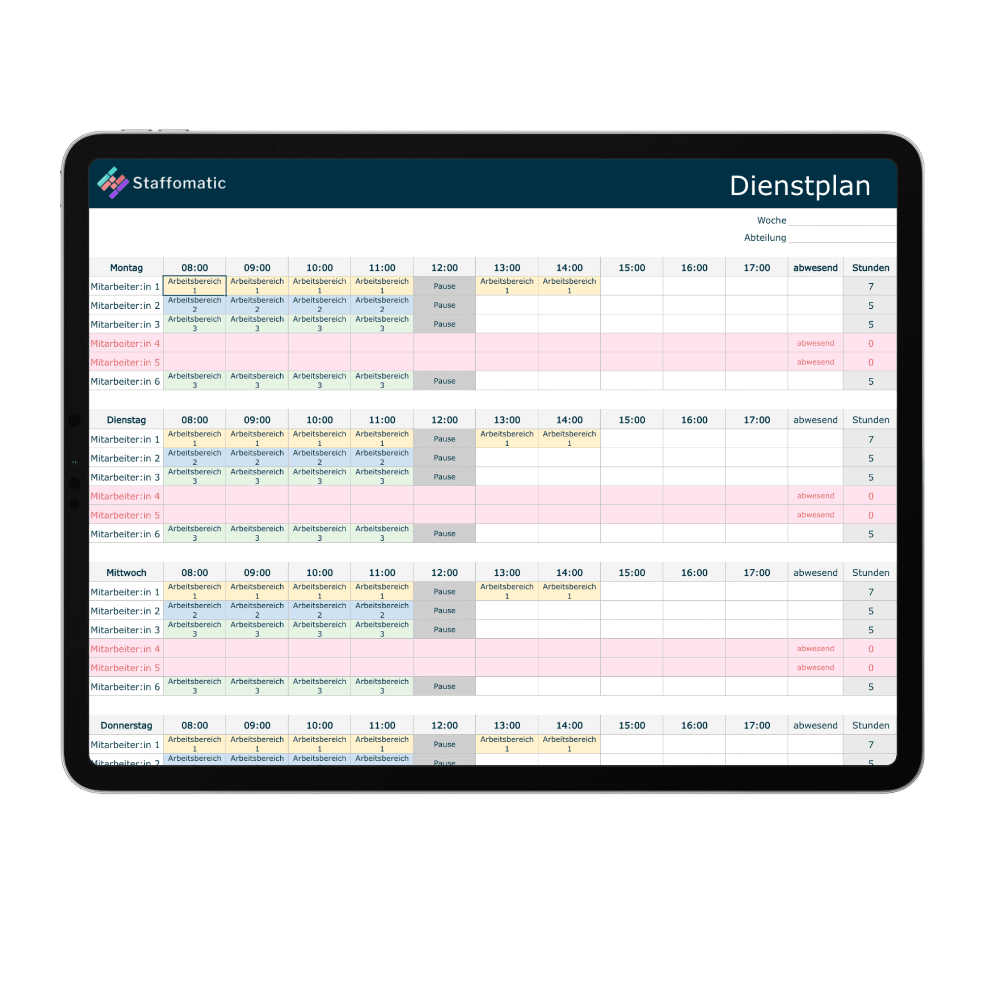 Dein Schichtplan in Excel - kostenlos herunterladen!