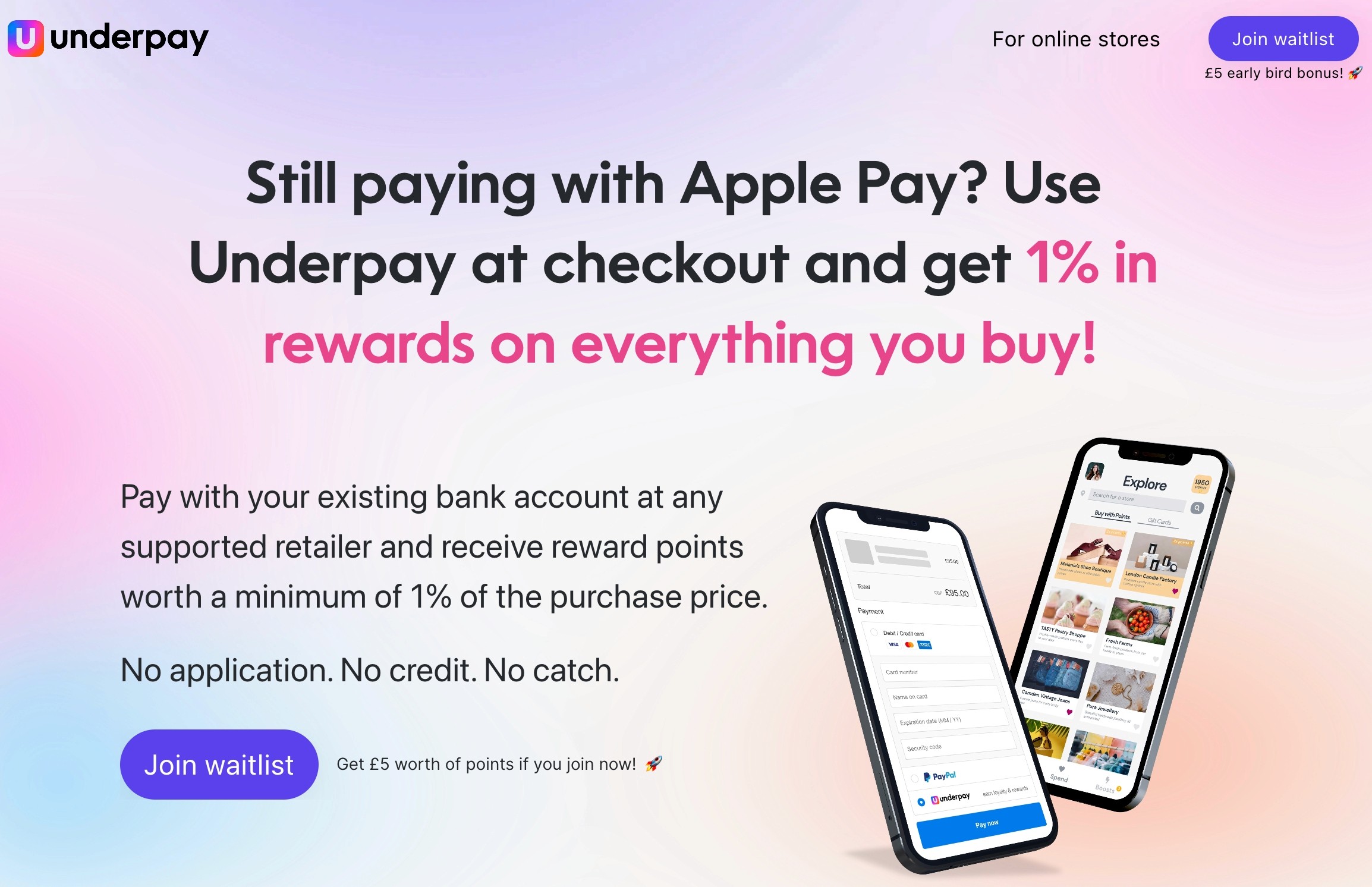 Underpay (paypal alternative etc) free £5 | The Money Shed